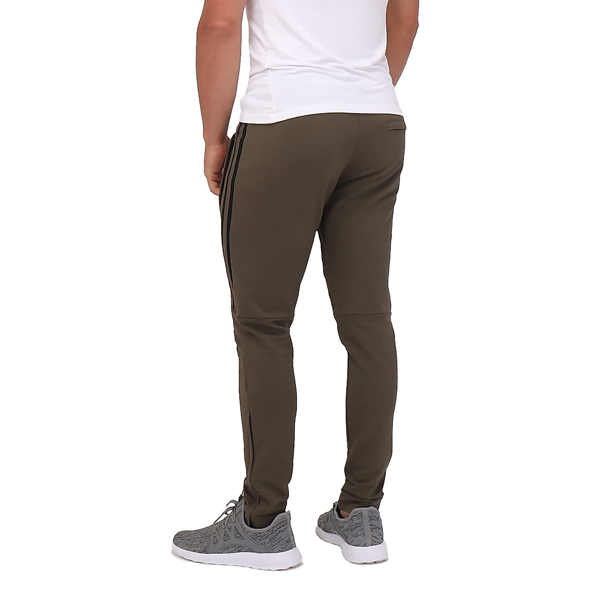 SCR SPORTSWEAR Men's Joggers Ultimate Flex Track Jogging Running Pants Mens Sweatpants Work Out Pant with Zipper Pockets 30/33/36 Tall Long Inseam (L/36L,KGR/B-K849)