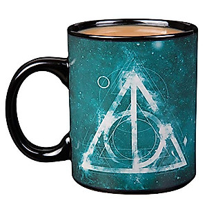 Harry Potter Deathly Hallows Heat Changing Coffee Mug - Symbol Image Reveals with Heat - Officially Licensed - Gift for Kids, Teens & Adults - Ceramic