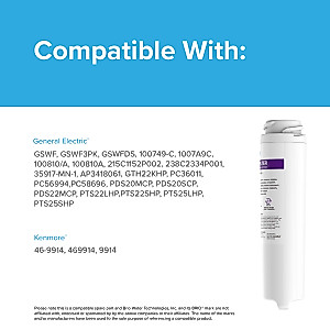 Brio GSWF Refrigerator Water Filter, Compatible with GE GSWF Smart Water 238C2334P001, Kenmore 46-9914, 469914, 9914, NSF 42, 53, 372 & 401