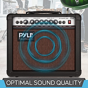 PyleUsa Portable Electric Guitar Amplifier, 30 Watt Power, 8 Inch High-Definition Speaker, Bass, Dual Inputs, Overdrive, Digital Delay, Amp Control Volume, EQ for Beginner and Advance Practice