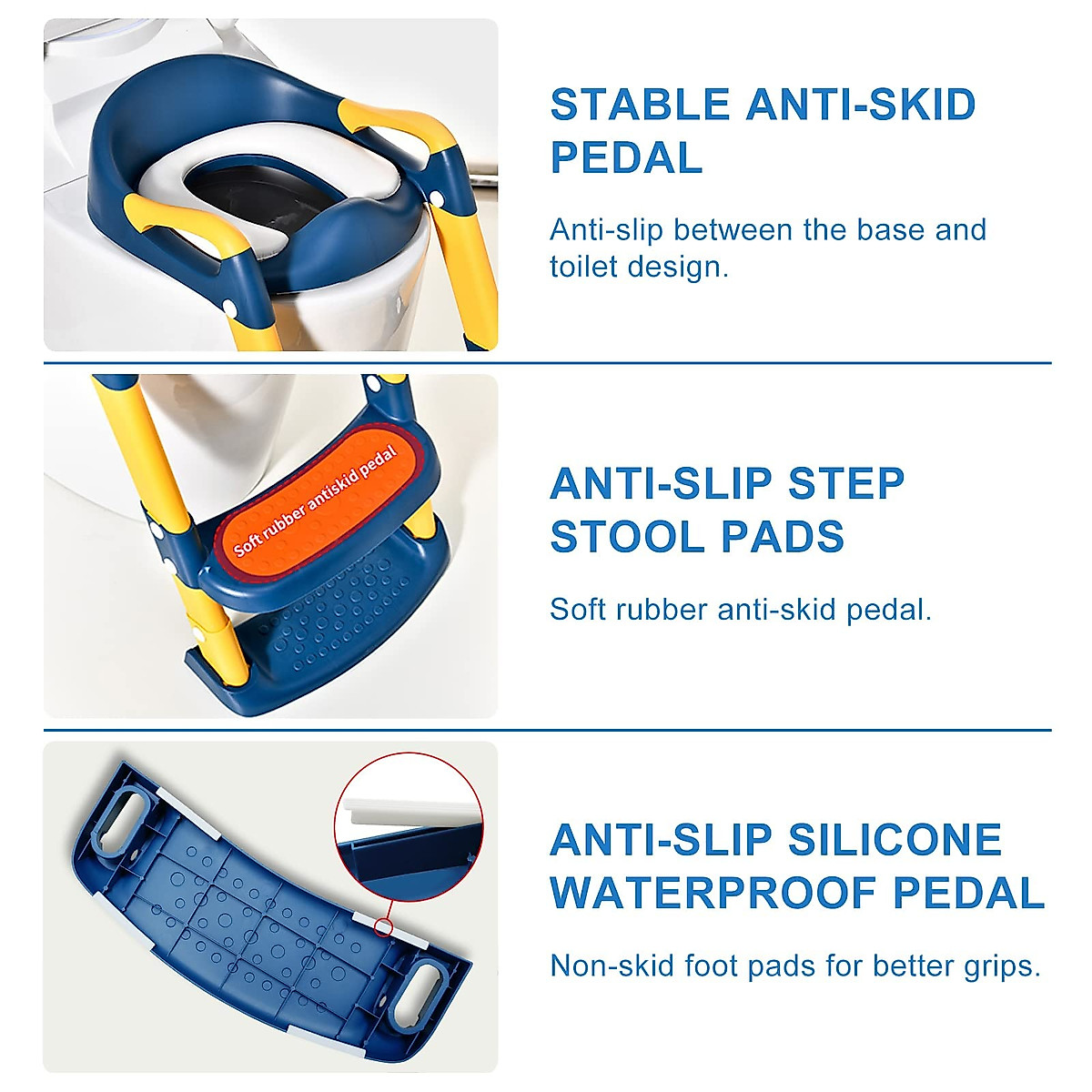 Potty Training Toilet Seat with Step Stool Ladder PU Padded, MateYunkids Foldable Potty Training Chair Seats with Safety Handle, Anti-slip Step Stool Pads for Kids Toddlers