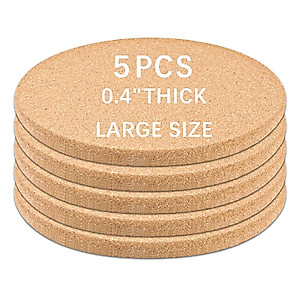 5 PCS High Density Thick Cork Trivet, Round 7.1inches Cork Plant Coasters for Kitchen Hot Dishes and Hot Pots,Resistant Hot Pads for Table Countertop