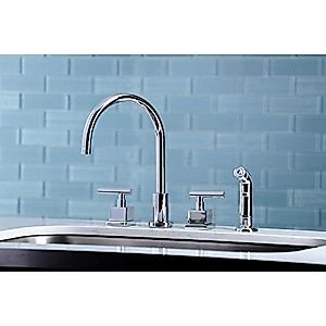 Kingston Brass KS8728CQL Claremont Widespread Kitchen Faucet with Plastic Sprayer, Brushed Nickel
