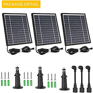 iTODOS 3 Pack Solar Panel Works for Blink Outdoor 4 (4th Gen)/Blink Outdoor (3rd Gen) XT3 and Blink XT/XT2 Camera,11.5Ft Outdoor Power Charging Cable,Power Your Blink Camera continuously - Black
