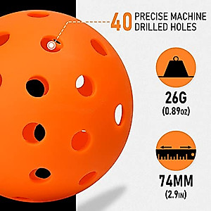 EasyTime Pickleball, 40 Holes Pickleball Balls for Outdoor Sport, 26 Holes for Indoor, Highly Durable and Consistent Bounce, USAPA Standard for Pickleball Sport, 6 Pack
