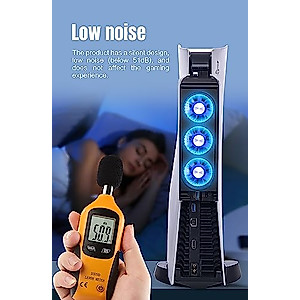PS5 Cooling Fan, Horizontal PS5 Cooler Fan with LED Light, Comaptible with PS5 Digital Edition or Discs Edition
