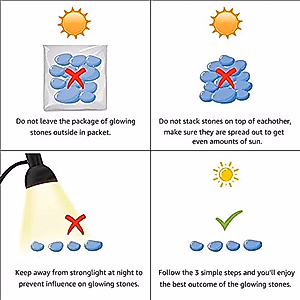 HTWNK 1000pcs Glowing Rocks Glow in The Dark Pebbles for Outdoor Decor, Garden, Patio, Lawn,(Blue)