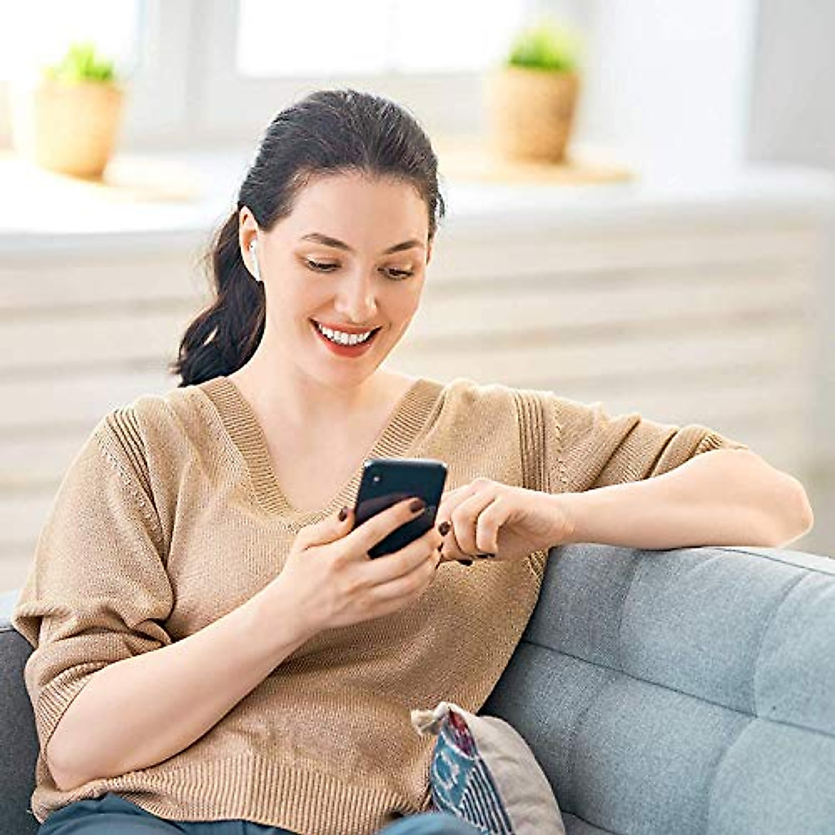 Wireless Earbuds,Bluetooth Headphones Built-in Mic,Bluetooth 5.1 Ear Buds with Hi-Fi Stereo Sound,IPX7 Waterproof Touch Control with Type C Quick Charging for iOS/Android