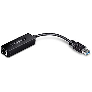 TRENDnet USB 3.0 to Gigabit Ethernet Adapter, Full Duplex 2Gbps Ethernet Speeds, Up to 1Gbps, USB to Gigabit Ethernet Adapter, USB-A, Windows & Mac Compatible, USB Powered, Black, TU3-ETG