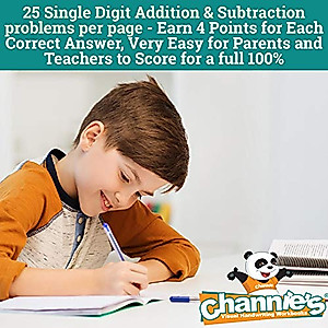 Channie's One Page A Day Double Digit Math Problem Workbook for 1st Graders, 2nd Graders, and 3rd Grade Simply Tear Off On Page a Day For Math Repetition Exercise! Addition and Subtraction Workbook