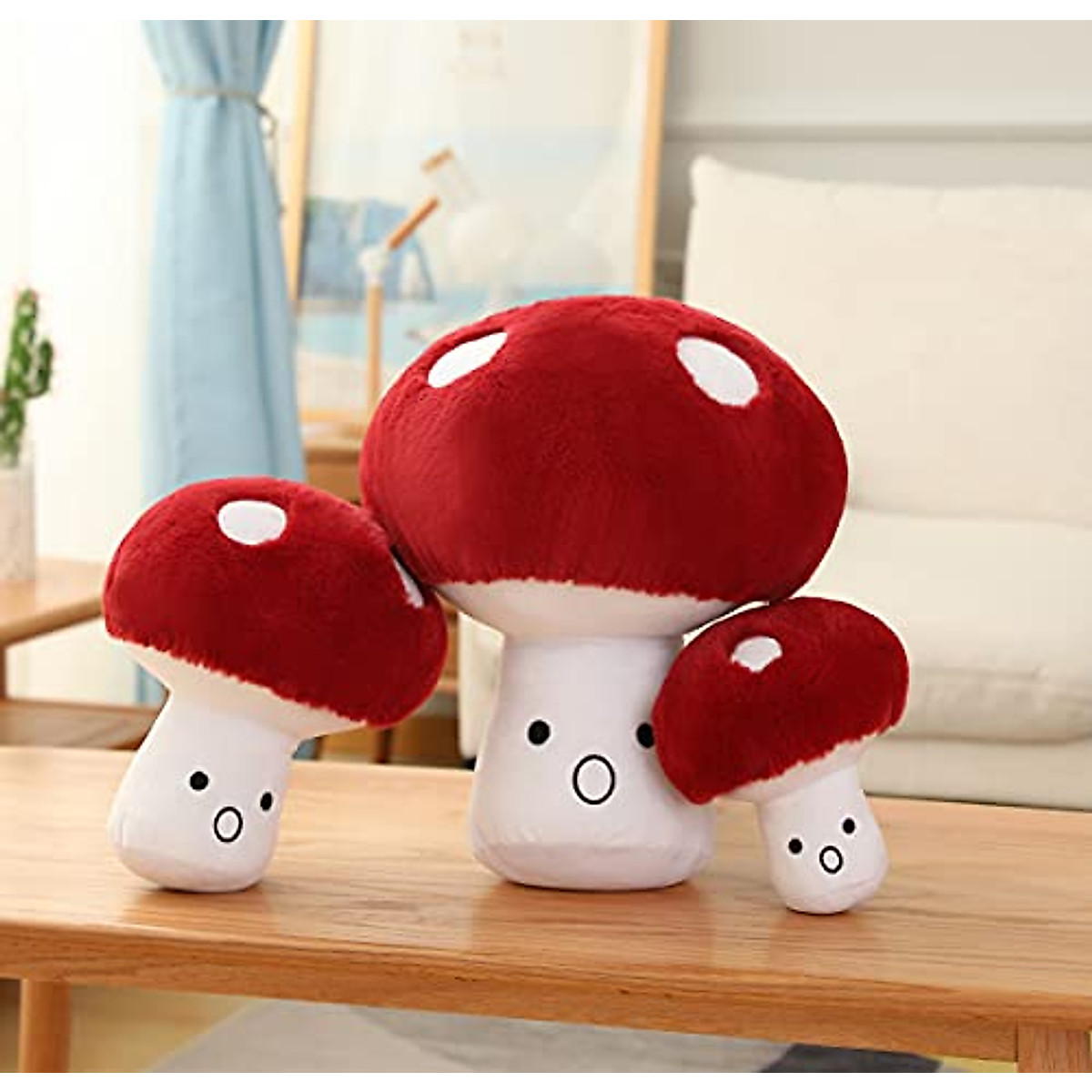 Hynbase 3D Creative Plush Mushroom Cute Sofa Car and Bed Cushions Throw Pillow Surprise Mushroom (7.08")