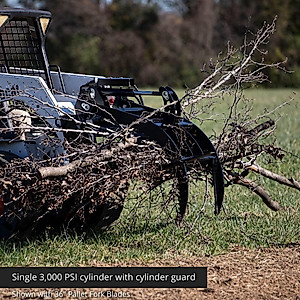 Titan Attachments Hydraulic Skid Steer Pallet Fork Grapple Attachment V2 with 42in Fork Blades, 1/2in Thick Steel Frame, Quick Tach Mounting System