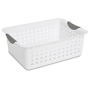 Sterilite 16248006 Medium Ultra Basket, White Basket w/ Titanium Inserts, 6-Pack