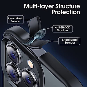 CASEKOO [SGS Tested] Newly Matte Shockproof Designed for iPhone 14 Pro Case [10FT Mil-Grade Protection] Anti-Fingerprints & Anti-Scratch Durable Translucent Back Anti-Slip Frame, Black