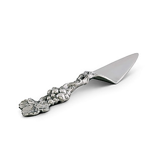 Arthur Court Pie Server Grape Pattern Sand Casted in Aluminum with Artisan Quality Hand Polished Designs Tarnish Free 11.75 inch Long