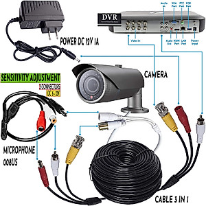USA Sales Group Tiny RCA Outdoor Security CCTV Microphone for IP, NVR, TV, DVR Surveillance Cameras, Audio Mic Clear Sound with High Sensitive Adjustment Preamp Amplified Pickup Device Kit (1 Pack)