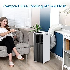 Takywep Portable Air Conditioner 8,000BTU, Portable AC Unit for Room up to 350 Sq.Ft, 3-in-1 AC Unit with Dehumidifier, Cooling & Fan Mode, Installation Kit, 24-Hour Timer, Sleep Mode, Remote Control