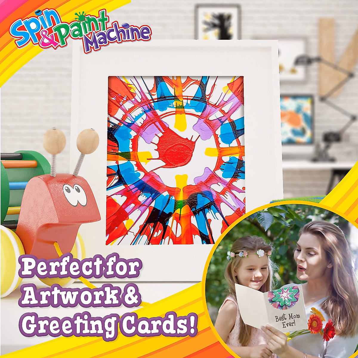 Creative Kids Spin & Paint Art Kit - Spinning Art Machine Craft Kit for Children & Adults, Christmas Gifts 6+