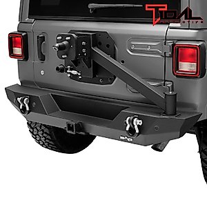 Tidal Steel Rear Bumper with Tire Carrier and Linkage Fit for 18-22 Wrangler JL