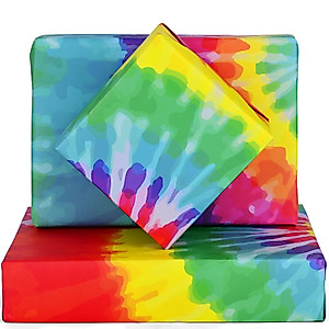 Bolsome Colorful Tie Dye Wrapping Paper Rainbow Gift Wrap Paper for Birthday Christmas Baby Shower DIY Craft, 19.7 x 27.6'', Folded Flat, 12 Sheet