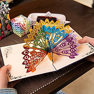 Peacock Pop Up Birthday Card by DEVINE Popup Cards | Happy Wedding Anniversary Card for Husband Wife Boyfriend Girlfriend | Romantic Valentines 3D Cards for Her Him Mothers Day Gifts Mom Love Bird