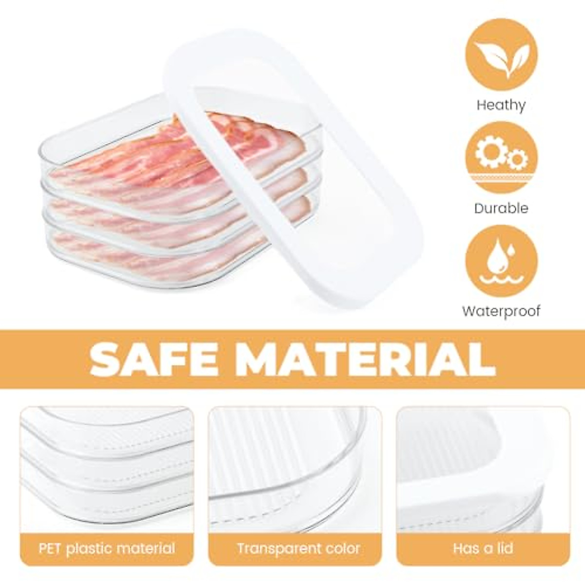 PUXING Deli Meat Container for Fridge Bacon Lunch Meat Container for Refrigerator Airtight Lunch Meat Storage Boxes Meal Prep Containers Stackable Food Storage Boxes with Lid/Food Clip(SIZE:18.06oz)