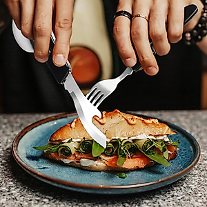 UMEINAC TECH Camping Utensils, 4 in 1 Travel Utensil Set Camping Fork Spoon Knife Set Camp Backpacking Utensils Folding Cutlery Set for Camping Hiking