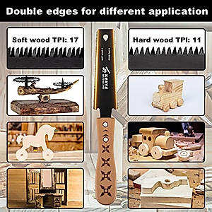 KERYE Mini Hand Saw Woodworking Tools, 6 Inch Japanese Pull Saw with Double Edges of 11/17 TPI, Small Hand Tools Flush Cut Saw for Hardwoods/Softwoods, Light Wood Saw as Gifts for Men/Women-KY05