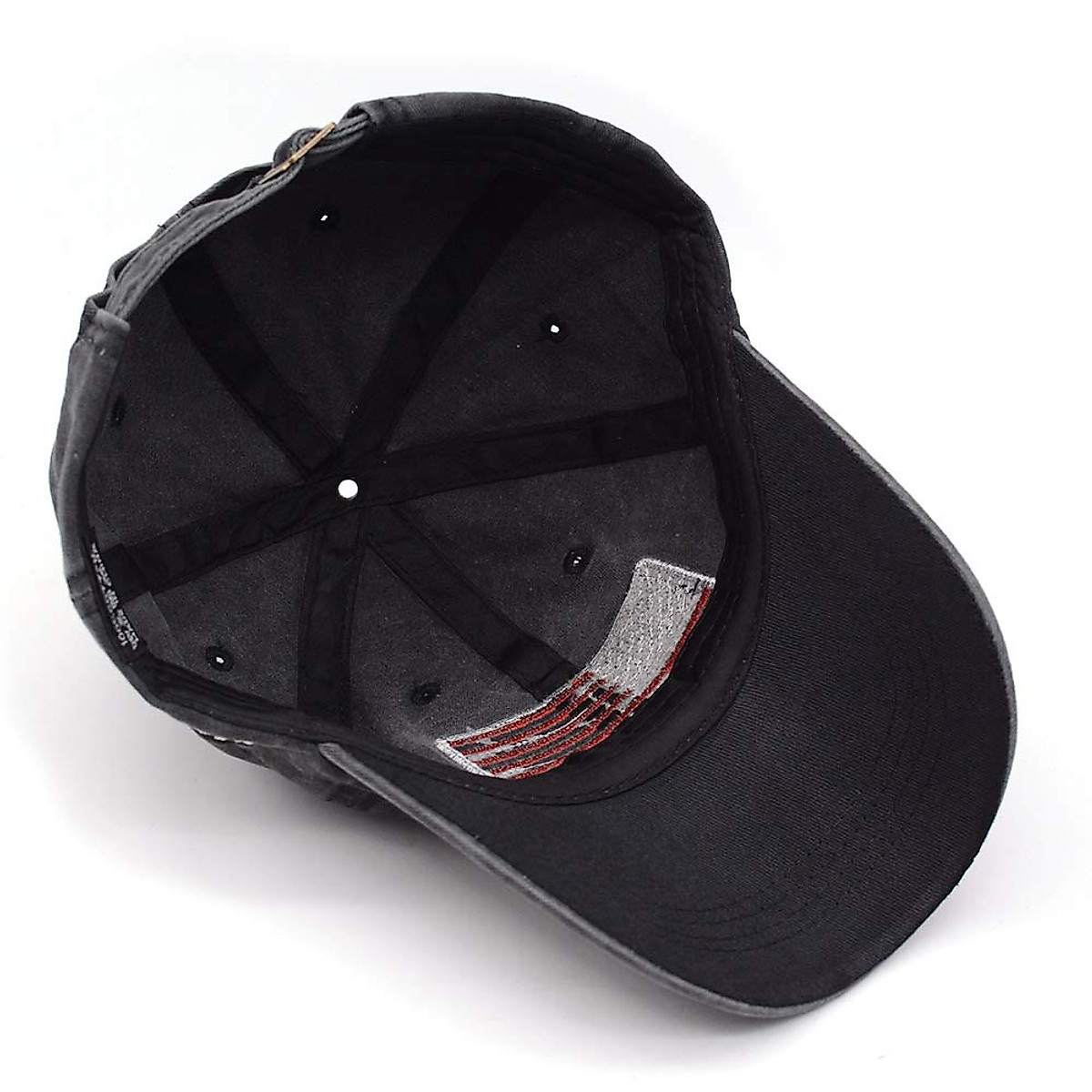 Uphily Black USA American Flag Baseball Cap, Low Profile Patriotic Dad Hat for Men or Women