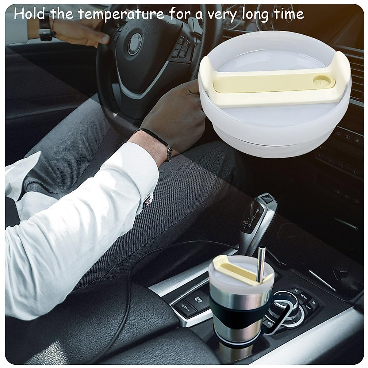 40 OZ Tumbler Lids Fit for Stanley Cup, Skinny Tumbler Lid Replacement, Spill Proof Splash Resistant Tumbler Replacement Cover for Stanley and More Coffee Mugs 2 pack