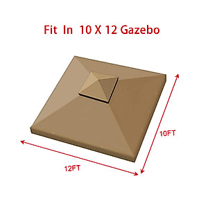 Hugline Outdoor Replacement Canopy Top Double Tier Gazebo Roof Cover for Lowe's Allen Roth 10x12 Gazebo #GF-12S004B-1 (Khaki)