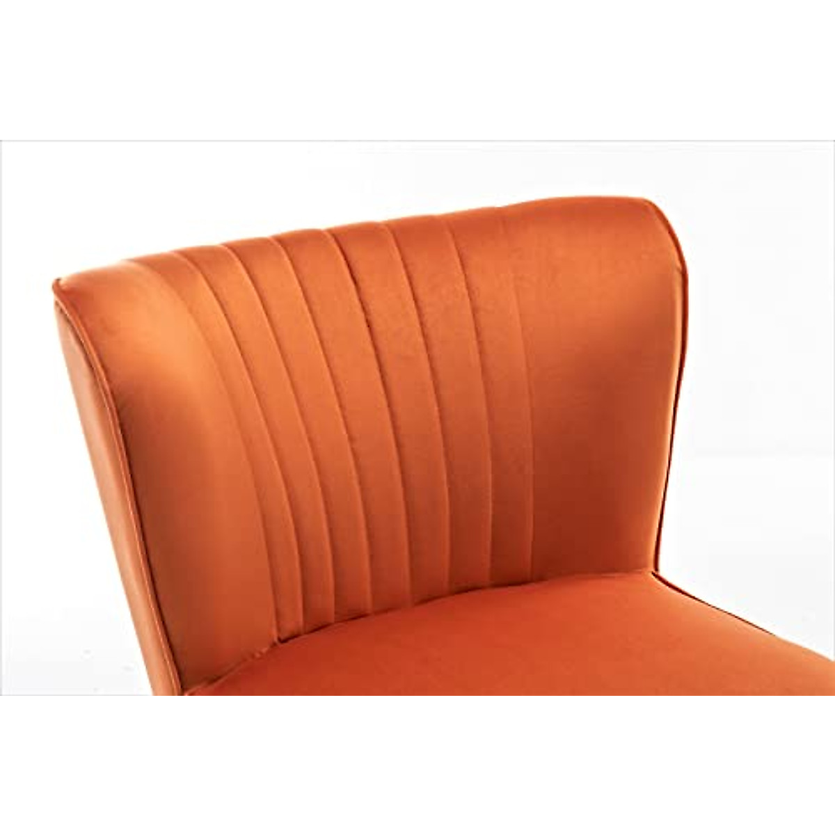 US Pride Modern Furniture Velvet Accent Chair for Living Room, Bedroom, or Entryway - Stylish and Comfortable Armless Design with Metal Legs, Orange Red