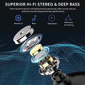 Wireless Earbud, Sport Bluetooth 5.1 Headphones Wireless Earphones in Ear Noise Cancelling Bluetooth Earbud with Mic, IP7 Waterproof 48H Deep Bass Sports Earhooks for Running Workout Gym[2021 New]