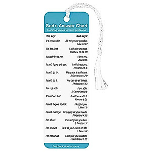 God's Answer Chart Bible Verses 2 x 6 Cardstock Tassel Bookmark, Pack of 12