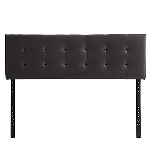 Edenbrook Hawthorne Faux Leather Headboard - Modern -Adjustable Height - Buttonless Tufting, Queen, Brown