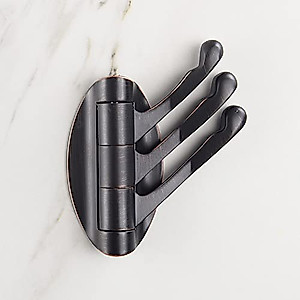 UMIRIO Solid Metal Swivel Hook Heavy Duty Folding Swing Arm Triple Coat Hook with Multi Three Foldable Arms Towel/Clothes Hanger for Bathroom Kitchen Garage Wall Mount, ORB