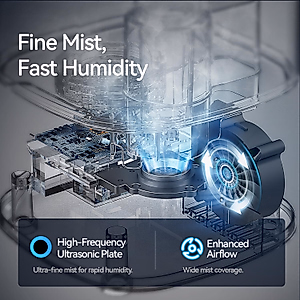 ROSEKM Cool Mist Humidifiers for Bedroom, 2.0L Small Humidifier for Baby and Plant, Last Up to 10H on Max Mist Setting, Auto Shut-Off, Auto-Off Indicator, 360° Nozzle (Black)