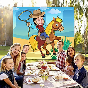 West Cowboy Horse Banner Backdrop Background Pretend Play Party Game West Cowpuncher The Lasso Theme Decor Decorations for Boys Rodeo 1st Birthday Party Baby Shower Supplies Photo Booth Props Favors