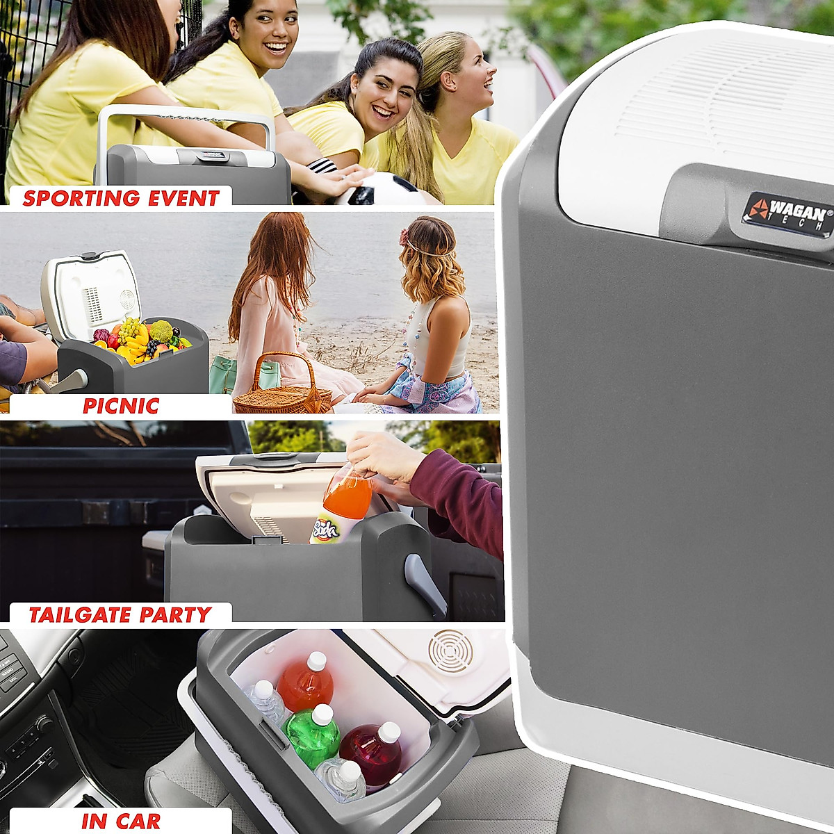 Wagan EL6225 12V Personal Thermoelectric Cooler/Warmer, 24 Liter Capacity, Portable Electric Car Cooler Warmer with 12/24V DC, 12V Small Fridge for Car, RV, and Camping Use, UL Listed