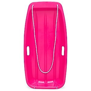 Best Choice Products 35in Kids Plastic Toboggan Snow Sled w/Pull Rope, 2 Handles