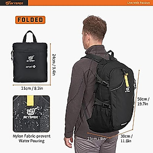 SKYSPER Packable Hiking Backpack 40L Lightweight Waterproof Backpack Travel Daypack for Men Women(Black)