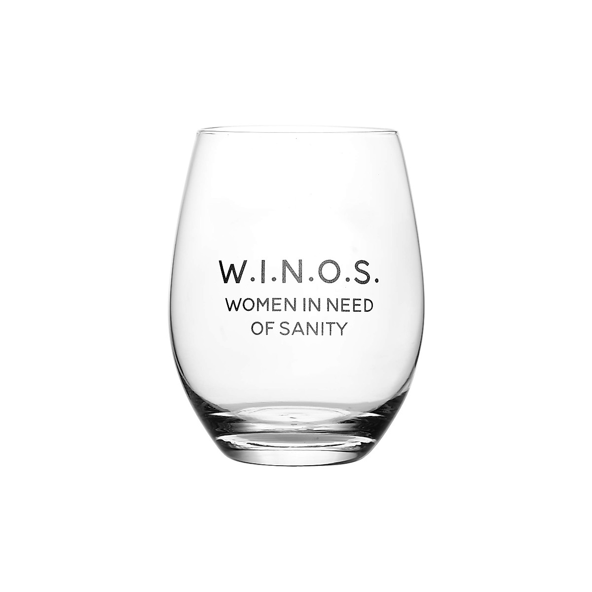Lushy Wino – W.I.N.O.S. Women In Need Of Sanity Cute, Novelty, Etched Stemless 18-Ounce Wine Glass with Funny Sayings in Gift Box