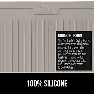 Gorilla Grip Manual Can Opener and Silicone Dish Drying Mat, Can Opener Includes Built-In Bottle Opener, Dish Drying Mat is 13x11 Inch, Both in Almond Color, 2 Item Bundle