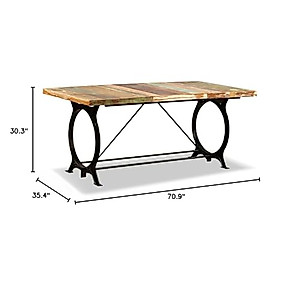 AJSEOYBS Dining Table Mid-Century Vintage Kitchen Table for Person for Dining Room Balcony Cafe Bar,Dining Table Solid Reclaimed Wood 70.9"