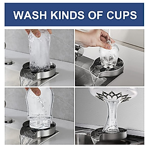 Glass Rinser, BEELIFY Stainless Steel Kitchen Faucet Sink Accessories, Baby Bottle Washer, Grey