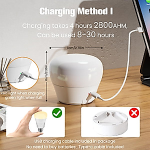 SCOPOW Magnetic and USB Charging 2IN1 Rechargeable Light Bulb with Remote Control Timer and 3 Color Temperature Battery Operated Light Bulb Dimmer Emergency LED Light Bulbs Detachable(E26, 2)