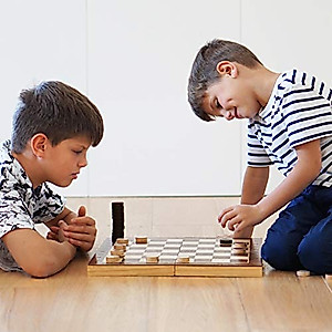 Magnetic Wooden Chess Checkers Set for Kids and Adults – 15” Staunton Chess Set - Travel Portable Folding Chess Board Game Sets - Storage for Wood Pieces - 2 Extra Queens