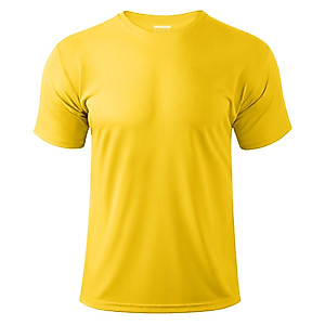 Boladeci Mens Shirts Short Sleeve Rash Guard Swim Shirts for Men Sun UV Protection Clothing Blank Yellow Work-Out Gym Running Athletic Shirts Tees