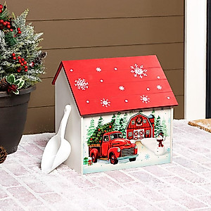 The Lakeside Collection Sidewalk Salt Box with Scoop - Red Truck