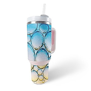 MightySkins Glossy Glitter Skin Compatible with Stanley The Quencher H2.0 FlowState 40 Oz Tumbler - Sunrise Bubbles | Protective, Durable High-Gloss Glitter Finish | Easy to Apply